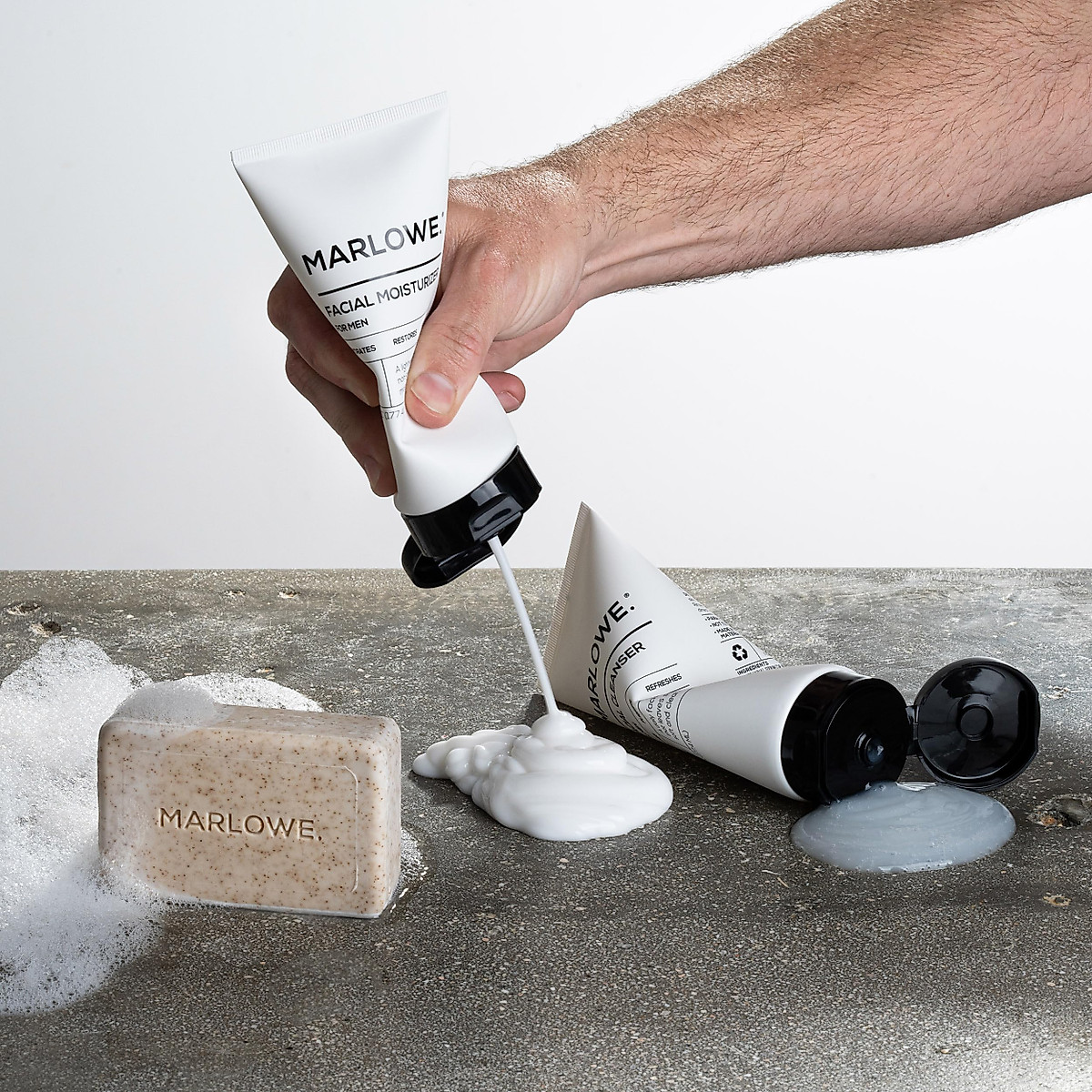 MARLOWE. No. 121 Men's Facial Cleanser and MARLOWE. No. 123 Men's Facial Moisturizer |Daily Face Wash and Lightweight Face Cream | Light Fresh Scent | Natural Ingredients