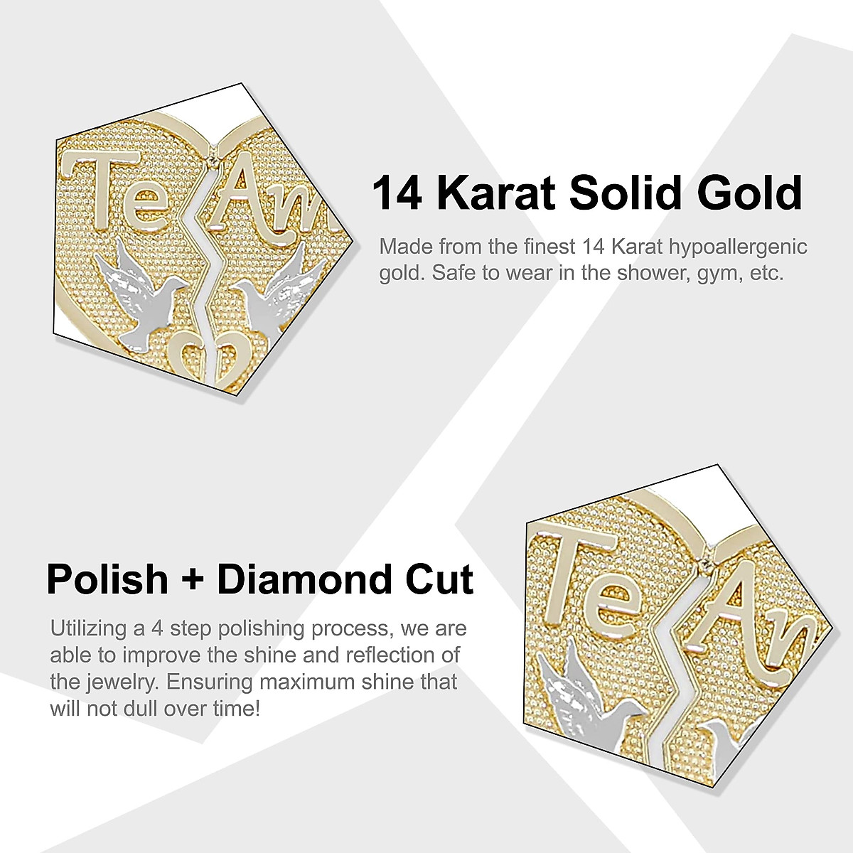 Charm America - Gold Break-Apart Te Amo Heart Charm - 14 Karat Solid Gold