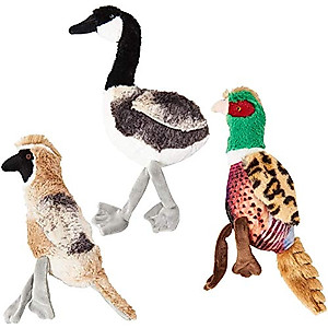 SPOT Ethical Products 3 Pack of Bird Calls Plush Dog Toys, 12 Inch, Assorted Designs, with Realistic Bird Sounds