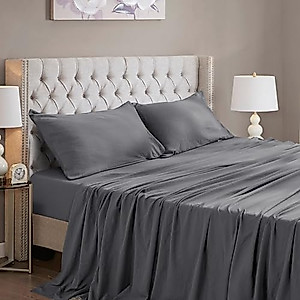 CHUN YI Bed Sheets Twin Size, 3 Piece Sheet Set, Fitted Sheet and Pillowcase Set, Twin Sheets Deep Pocket, Super Soft Breathable Cooling Sheets Hotel Luxury Sheets Easy Care (Grey)