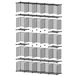 YOZO Wire Cube Storage Metal Closet Wardrobe Room Organizaion armoire Pantry Cabinet Book Shelf Organizer Rack MultiFuncation Cubby Shelving Unit, 25 Cubes, Black