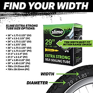 Slime 30081 Bike Inner Tube with Slime Puncture Sealant, Super Thick, Extra Strong, Self Sealing, Prevent and Repair, Schrader Valve, 26" x 1.75-2.125"