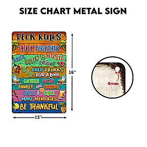 N Namesiss Deck Rules Sign, Deck Sign, Grill & Chill Make Memories Be Thankful 12x16 Inch Metal Sign, Funny Rules Sign, Porch Sign, Backyard Sign, Deck Metal Sign, Patio Sign, Home Decoration