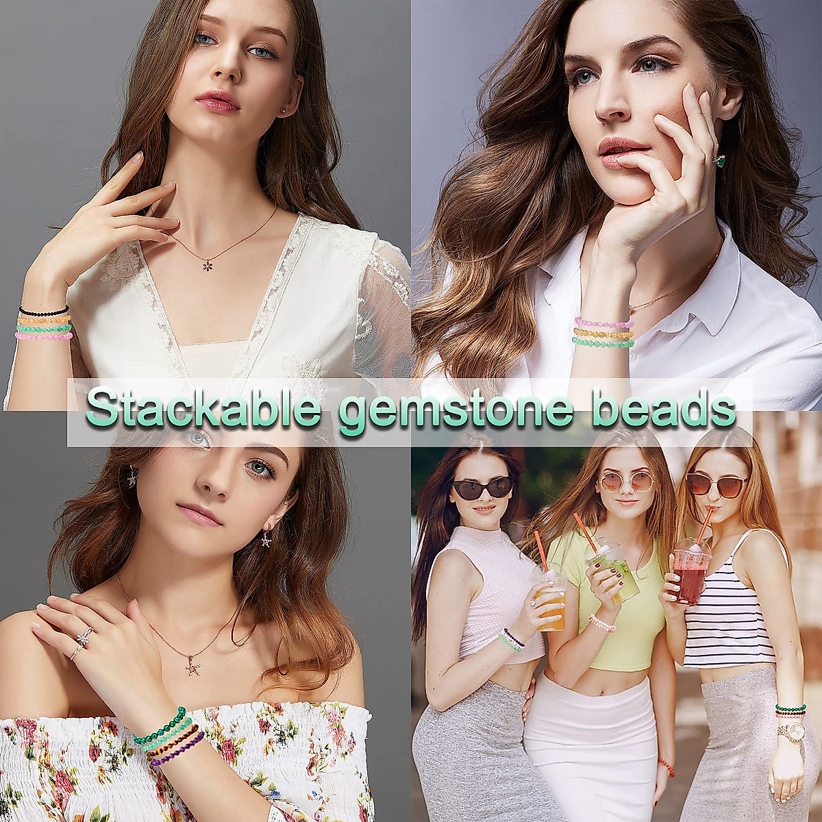 FONNEY 2mm Faceted Natural Stone Beads for Jewelry Making AAA Quality Gemstone Beads Mix Agate Beads 180pcs Micro Laser Cut Round Loose Beads Charms for DIY Jewelry 15.8''Healing Stone Beads