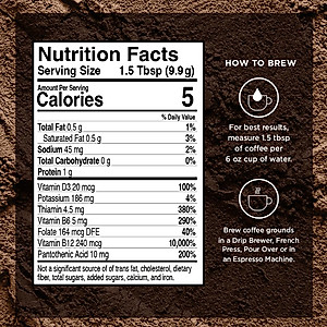 VitaCup Organic Genius Ground Keto Coffee, Increase Energy & Focus w/MCT Oil, Turmeric, B Vitamins, D3, USDA Organic Ground Coffee Medium Dark Roast, Bold & Smooth, 100% Arabica Coffee Grounds, 10 oz