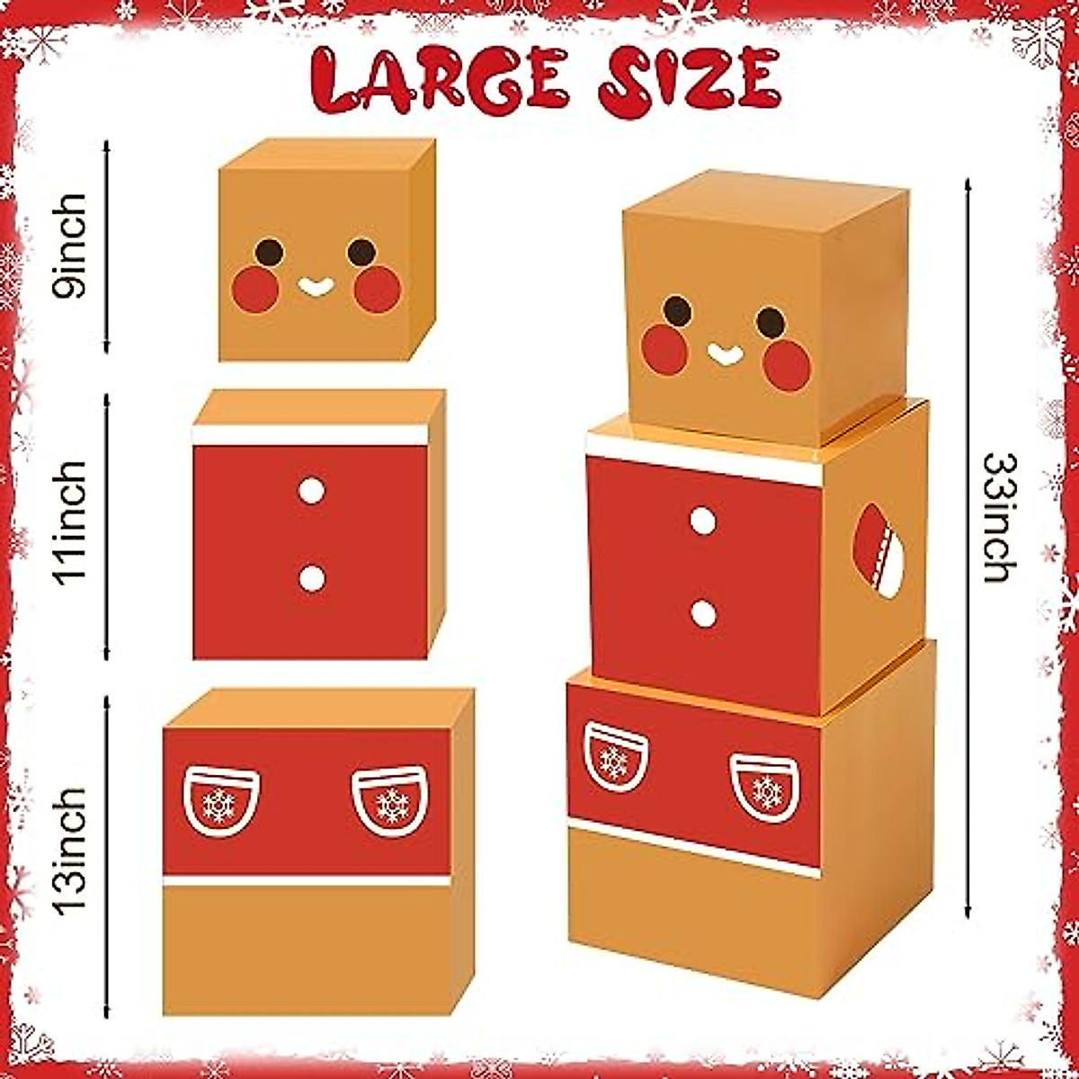 Funtery 16 Pcs Christmas Gingerbread Man Gift Box Xmas Stacking Boxes with Hats Christmas Nesting Boxes with Red Bow, Christmas Hat, Top Hat Decorative for Gift Present Wrapping Party Favors