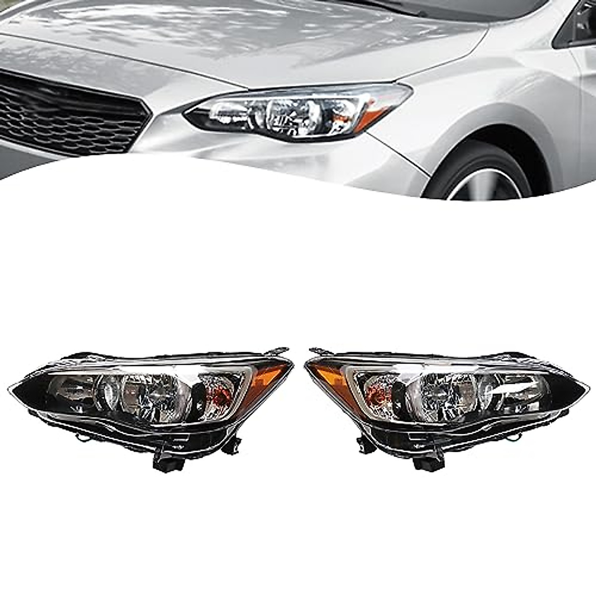 YUYANSHOP Halogen Headlight Assembly w/LED DRL Replacement for 2017 2018 2019 2020 Subaru Impreza/XV black Housing Projector 84001FL01A 84001FL00A (Driver + Passenger Side)