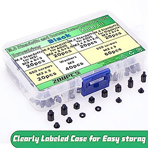 Zmbroll 200Pcs M.2 Screw Kit,Black M2 SSD Mounting Screws,NVMe Screw for Laptops,m.2 Standoff and Screw for Asus Gigabyte MSI Motherboards Screw with Screwdriver