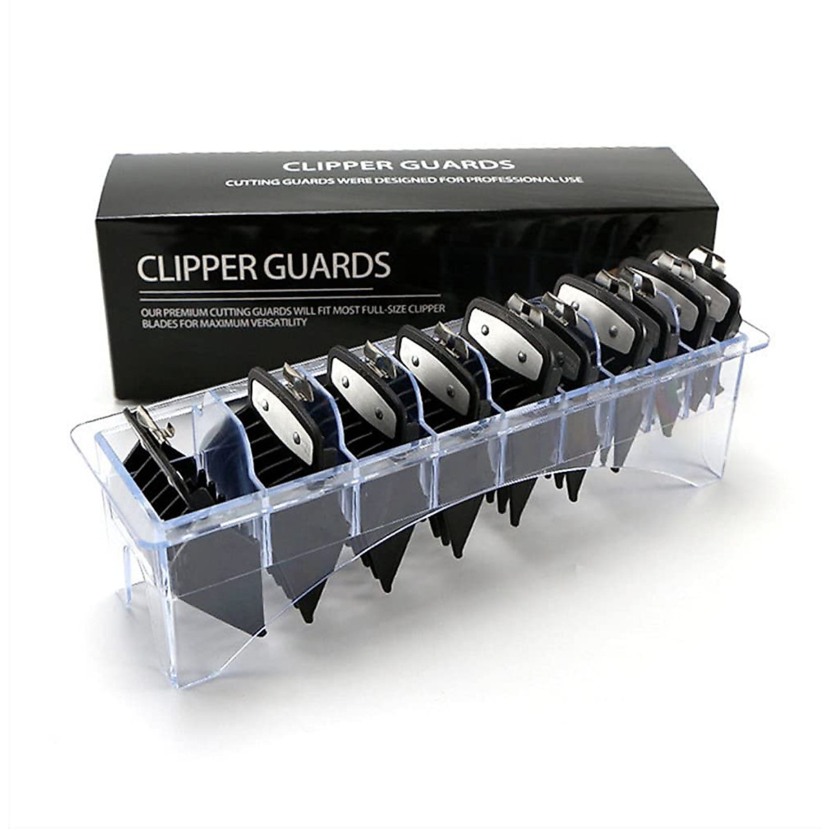 Clipper Guards Cutting Guides for Wahl with Metal Clip #37-500 – /8” to ”– Fits All Full Size Wahl Clippers (Black-Pack of 10)