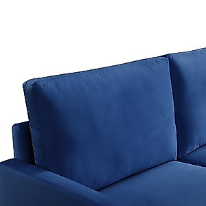 American Furniture Classics Blue 57 Inch Wide Upholstered Two Cushion Loveseat with Square Arms Velvet, 57" x 32" x 37"