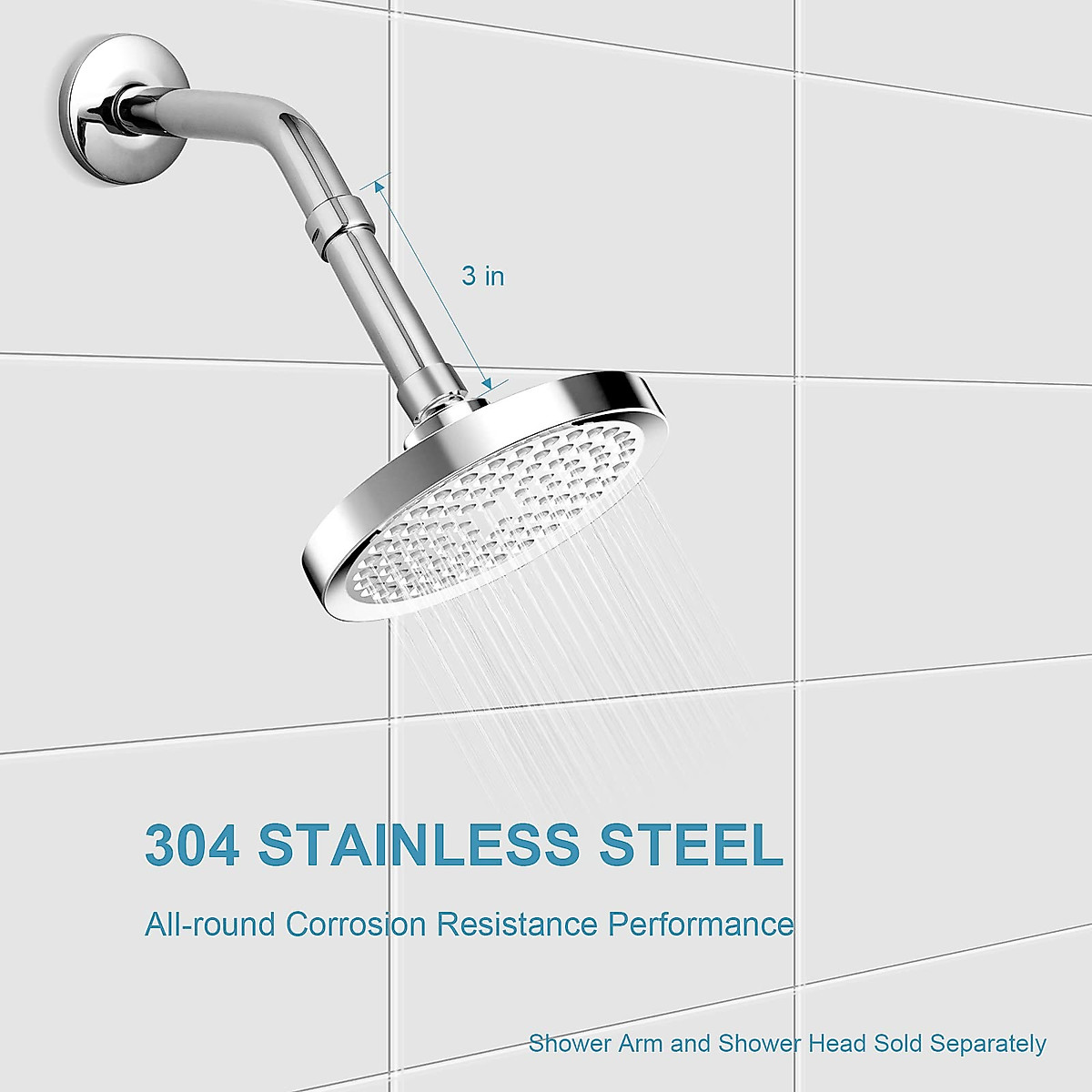 OFFO Shower Head Extension Arm, Shower Arm Extension Shower Head Extender Made of 304 Stainless Steel Shower Pipe Extension, Chrome 3 Inches