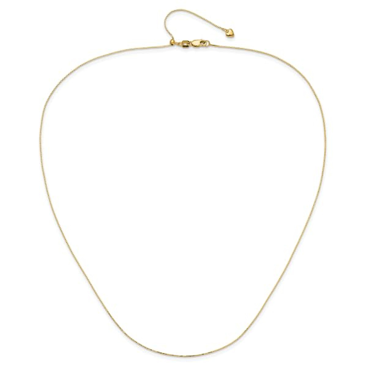 IceCarats 14K Yellow Gold Adjustable 0.55mm Box Link Chain Necklace 22 inch