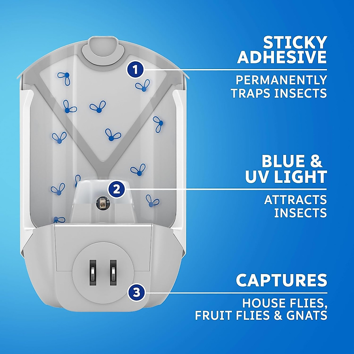 1-Pack Zevo Fly Trap for Indoors, Plug-in, 1 Pack, Kills Flies, Fruit Flies, Gnats, Moths (1 Device & 1 Cartridge) in The tituaa Box