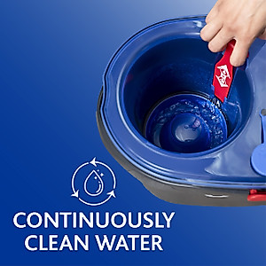 O-Cedar EasyWring RinseClean Microfiber Spin Mop & Bucket Floor Cleaning System with 2 Extra Refills and Pet Pro Broom & Step-On Dustpan PowerCorner, Red