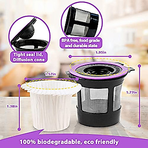 Podmate Reusable K Cup Coffee Pods with Disposable Coffee filters Fit for Keurig, 2 Pack Refillable k cups+100 Counts Single Serve Coffee Filters for K cup
