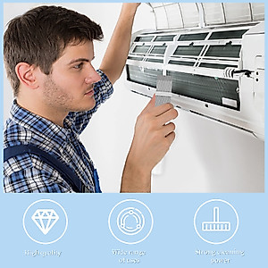 Pimoys 3 in 1 Set Air Conditioner Condenser Fin Comb, 1 AC Coil Cleaner Stainless Steel Fin Comb with 2 Evaporator Radiator Cleaning Whisk Brush