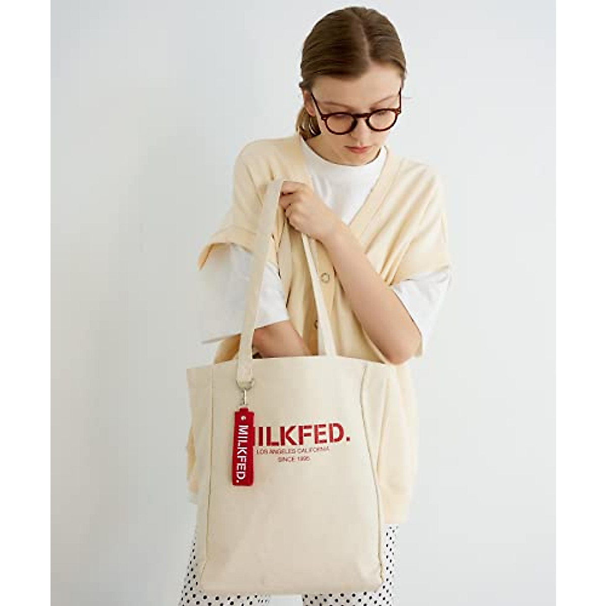 Milkfed PC Pocket Tote Bag, Women's, Red