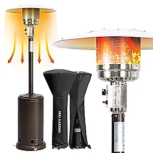Nuu Garden 46000 BTU Outdoor Propane Gas Heater, Stainless Steel Outdoor Heater with Waterproof Heater Cover and Wheels, Propane Heater, CSA Certification for Patio, Parties, Garden, Brown