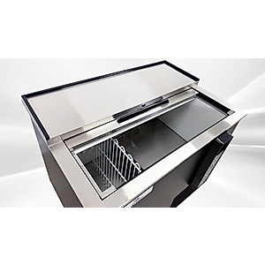 Elite Kitchen Supply Commercial Back Bar Beer Bottle Refrigerator, ETL NSF Horizontal Deep Well Fridge Cooler Merchandiser, 36" W Top Lid, White, 17 cases of 12 oz. cans Capacity