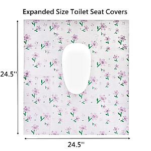 Tebery 50 Pack Extra Large Disposable Toilet Seat Covers, Cute Printed Potty Seat Covers for Toddlers, Kids, and Adults - Waterproof, Portable for Travel