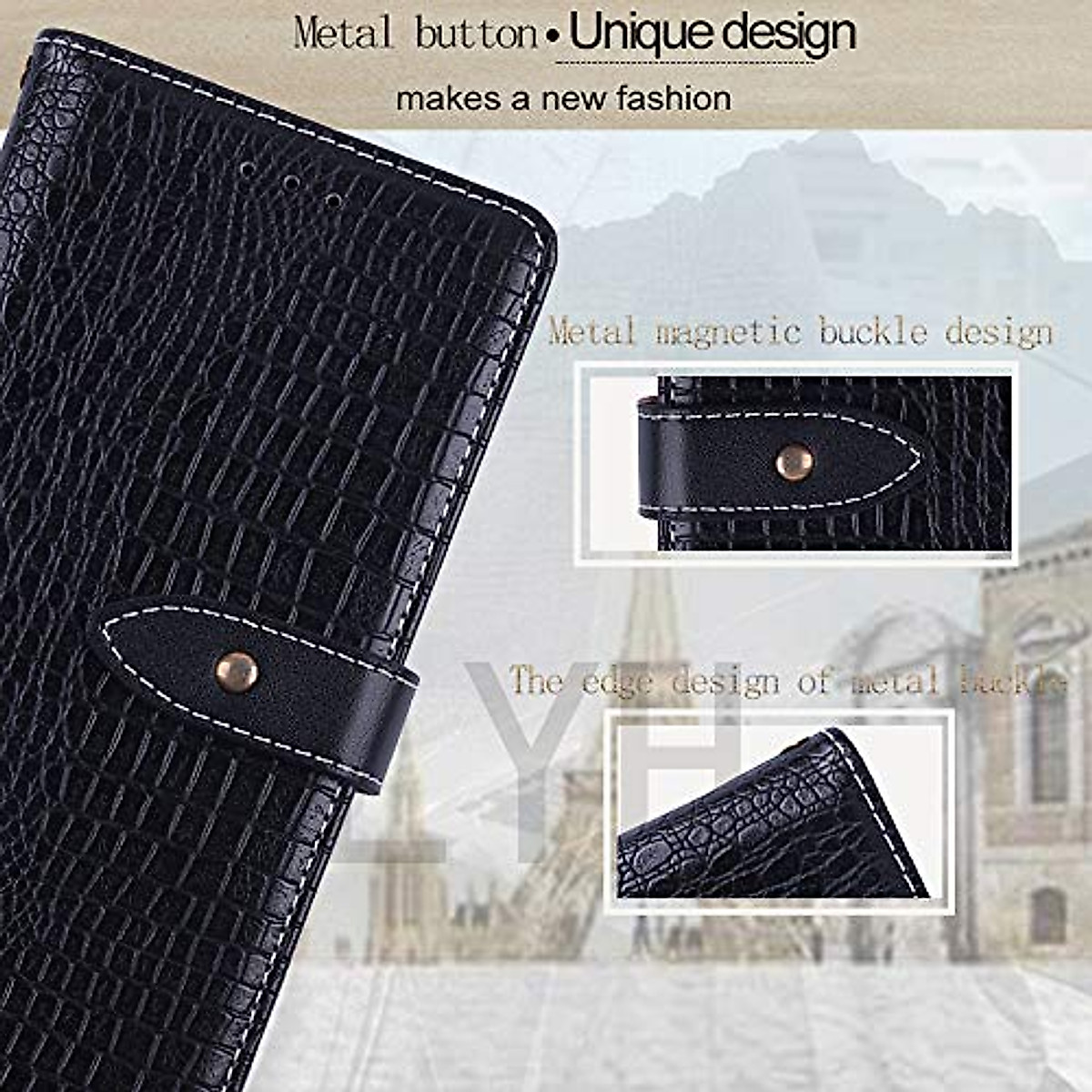 YLYT Shockproof - Black Flip Leather TPU Silicone Luxury Cover Stand Wallet Case for Oppo Reno2 6.5 inch Card Slots Pouch Skin
