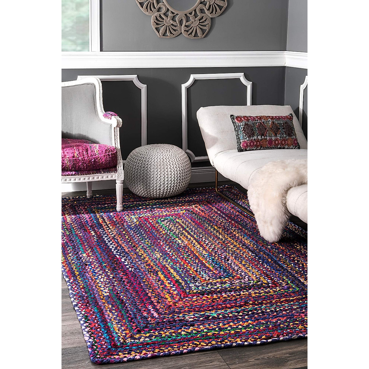 nuLOOM Tammara Bohemian Hand Braided Area Rug, 5x8, Blue