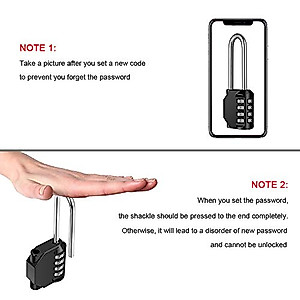 Disecu 2.5 Inch Long Shackle Combination Lock 4 Digit Outdoor Waterproof Padlock for School Locker, Gym Locker, Hasp Cabinet, Gate, Fence, Toolbox (Black, 2 Pack)