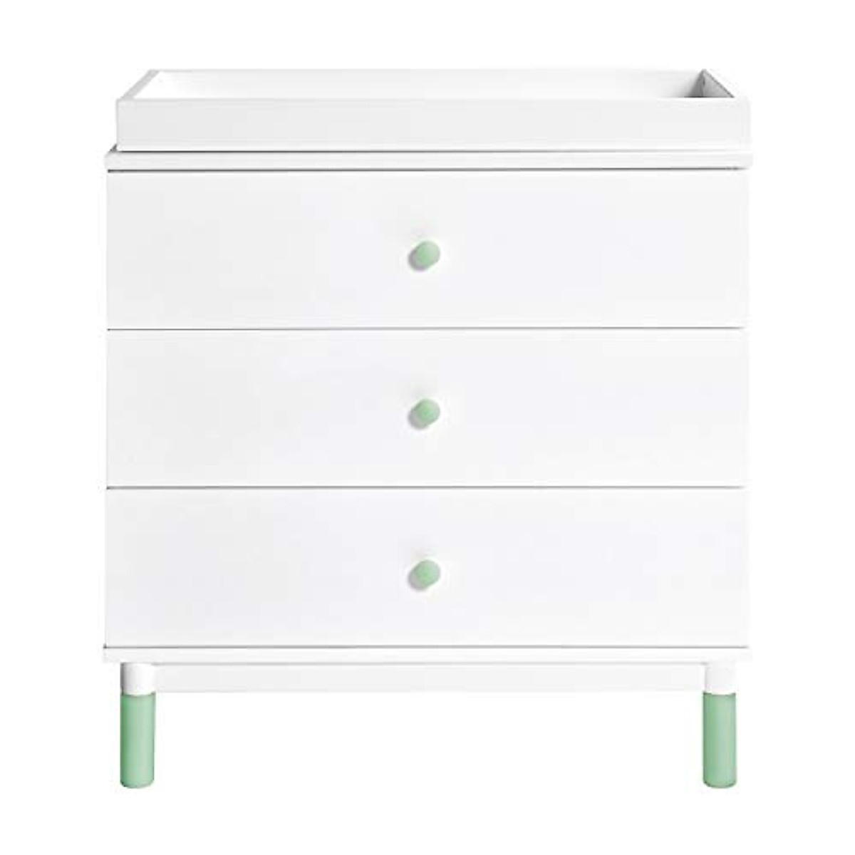 Babyletto Gelato 3-Drawer Changer Dresser with Removable Changing Tray in White and Washed Natural, Greenguard Gold Certified