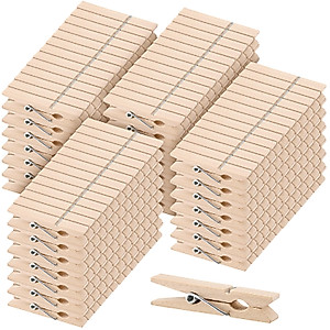 MANCHAP 400Pcs 1.77 x 0.27 Inch Wooden Small Clothes Pins, Wooden Clothespins, Tiny Wooden Clamp Clothes Pins Clip for Documents, Paper, Photos Fixing