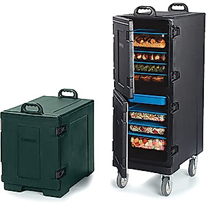 Carlisle FoodService Products Cateraide Plastic Insulated Dual Capacity Food Pan Carrier With Dolly, 10 Pan Capacity, 50 Inches, Black