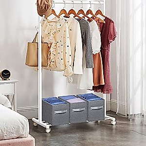 SLEEPING LAMB Medium Fabric Storage Baskets for Shelves Organizing Collapsible Storage Bins for Closet Storage Baskets Wardrobe Clothes Organizer, 3 Packs (Grey)