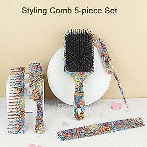Camo Hair Brush,Anti Static & Frizz Air Cushion Massage combs for kids&Adults,Five different combs&Hair Brush For All Hair Types,Can Softens And Improves Hair Texture