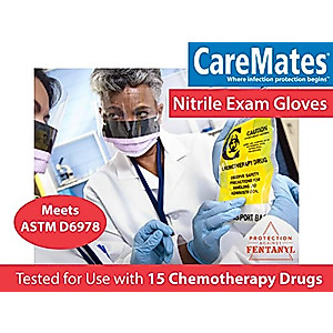 CareMates Nitrile Medical Exam Gloves, Latex Free Rubber, Powder Free, Extra Strong, 4 Mil Thick, Certified for Home Infusion, First Aid, Food Safe, Cleaning Gloves, Large, 100-count