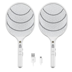 Himalayan Glow Bug Zapper, Electric Fly Swatter Rechargeable Racket, Mosquito Repellent 3,000 Volt, USB Charging Cable Best Use for Indoor & Outdoor - 2 PCS