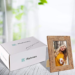 iRahmen 4x6 Picture Frame Set of 4, Rustic Brown with Real Glass 4 x 6 Photo Frames for Desktop Display and Wall Mounting