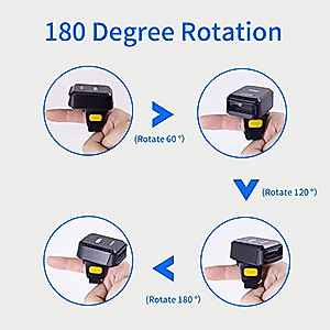 Portable Ring Bluetooth Barcode Scanner Wireless 2.4Ghz &USB Wired 3 in 1 Connection Windows.Mac OS.Android.Portable Wearable Mini Finger Bar Code scanners