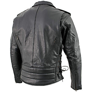 Xelement B7210 Men's 'Cool Rider' Black Vented Leather Motorcycle Jacket - 2X-Large