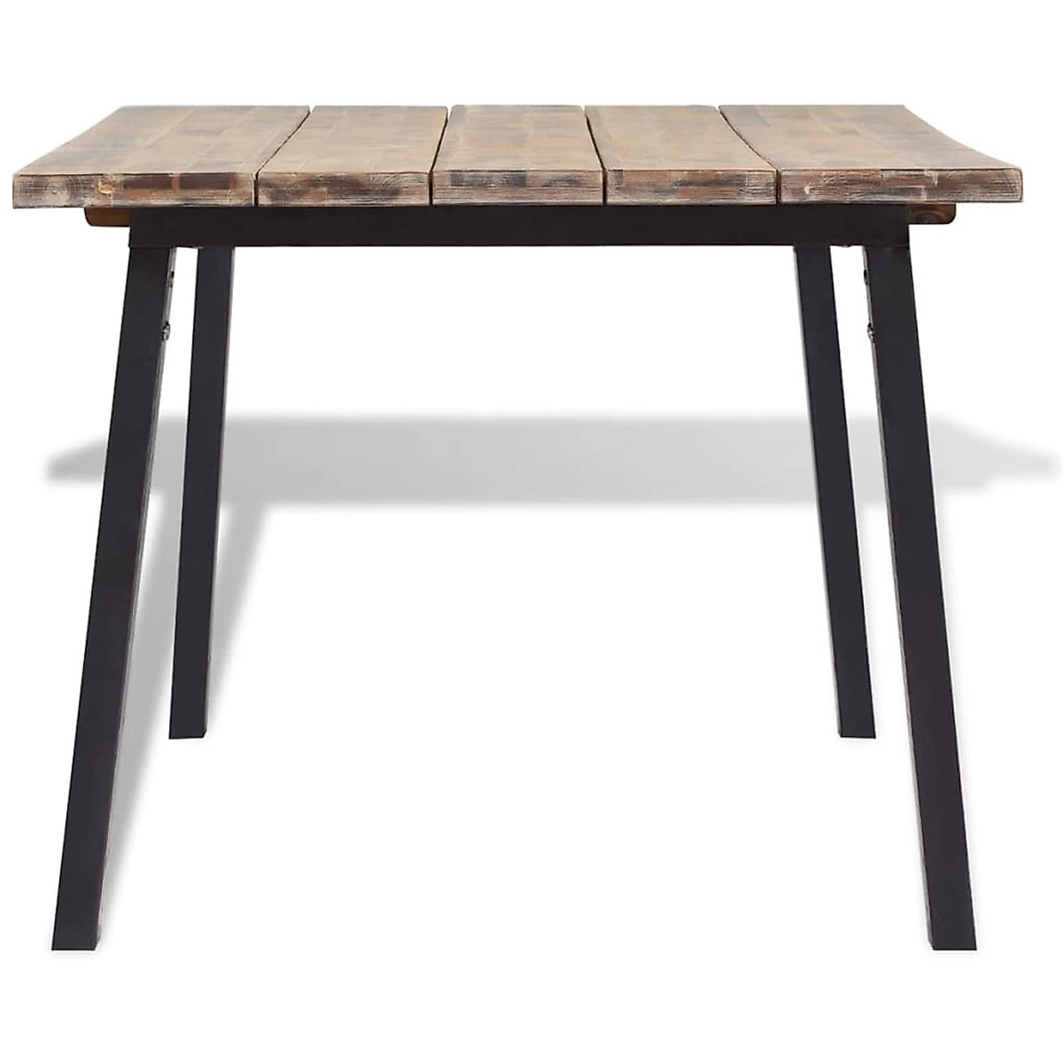 Tidyard Rustic Dining Table Brushed Acacia Wood Top Table with Powder-Coated Metal Legs Industrial Style for Kitchen Dining Room Indoor Outdoor Use Lawn 66.9 x 35.4 x 29.5 in