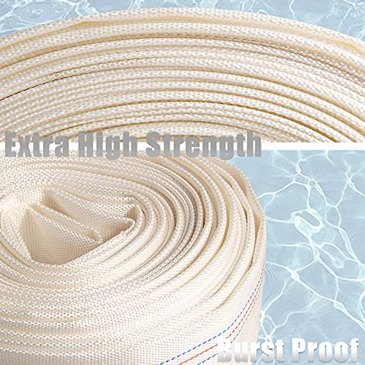 QuQuyi 1.25" x 30 FT Heavy Duty Reinforced PVC Swimming Pool Backwash Hose, General Purpose Lay-Flat Water Discharge pipe for Water Transfer Applications, White
