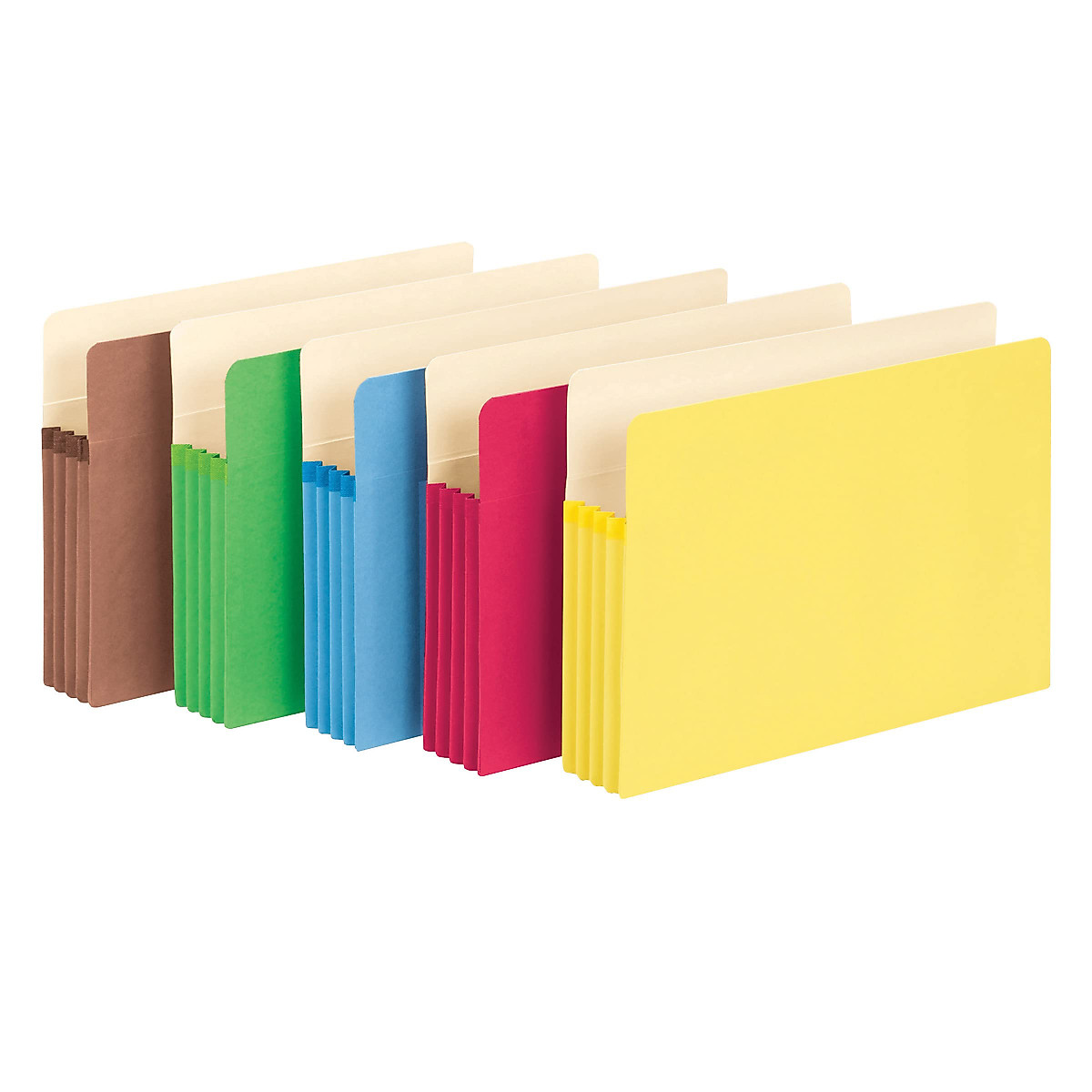 Smead File Pocket, Straight-Cut Tab, 3-1/2" Expansion, Legal Size, Assorted Colors, 5 per Pack (74892)