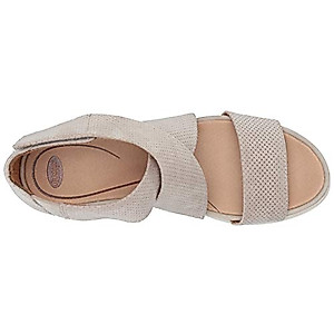 Dr. Scholl's Shoes Women's Sheena Wedge Sandal, Oyster Microfiber Perforated, 8 M US