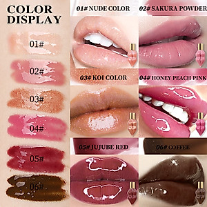 MIESCHER Lip Plumper Gloss Moisturize Hydrating Liquid Lipstick Smooth Wet n Wild Jelly Lip gloss Stick Honey Shine Lip Sexy Red Plumping Lip Best Clear Lip Plumper Balm Liquid Party Disco (Coffee)