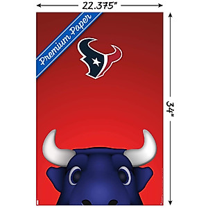 Trends International NFL Houston Texans - S. Preston Mascot Toro 20 Wall Poster, 22.375" x 34", Premium Poster & Clip Bundle