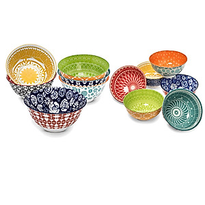 Annovero Cereal Bowls, Dessert Bowls. Cute and Colorful Porcelain Dishes for Kitchen, Microwave and Oven Safe. Bundle