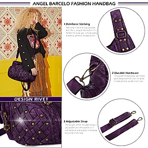 Angel Barcelo Roomy Fashion Hobo Womens Handbags Ladies Purse Satchel Shoulder Bags Tote Washed Leather Bag (Fashion Purple)
