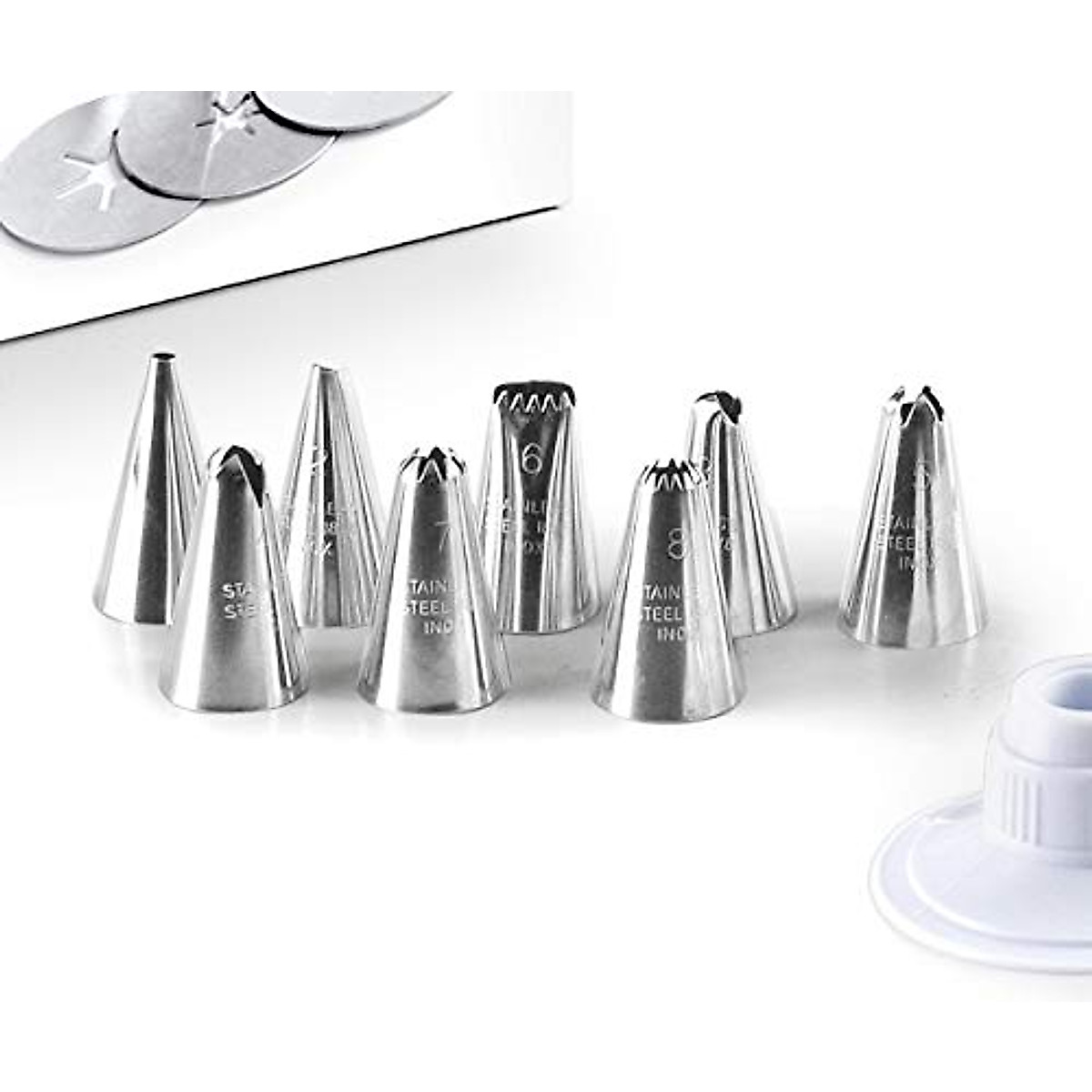 Ibili Cookie Press Gun, 18/10 INOX Stainless Steel Cookie Press for Baking, Dishwasher Safe, Includes 10 Variated Discs and 8 Interchangeable Nozzles - Made in Spain