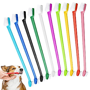 CRAZYBELLY 10 Pcs Dog Toothbrush Cat Toothbrush Pet Toothbrush Dual-Headed Toothbrush for Dogs Teeth Cleaning Dog Tooth Brush