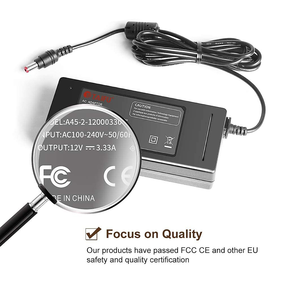 TAIFU 12V 3.33A AC Adapter Charger for Dell 22'' 23'' 24'' Screen LED LCD Monitor S2340Mc S2340M S2440L S2440Lb, S2740L, S2340L, S2240T, S2340T, Parts: ADP-40DD B, PA-1041-71 Power Supply Cord