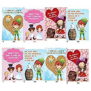Silly Goose Gifts Peter Pan Themed Valentine Day Classroom Sharing Card Set (24 Included) School Exchange Kids Valentine's