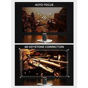 POKITTER Orca Retro 1080P Projector with WiFi and Bluetooth, 650 ANSI Lumens, Android 9.0 with 5000+ Apps, Auto Focus, 4D Keystone Correction, 10W Speakers, 40"-200" Image for Home,HDR10+,T6R MAX